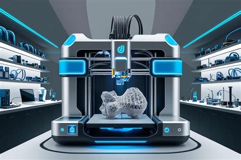 3d Printer Creating Model In Technology Lab Vector Illustration