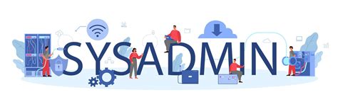 Premium Vector Sysadmin Typographic Header People Working On