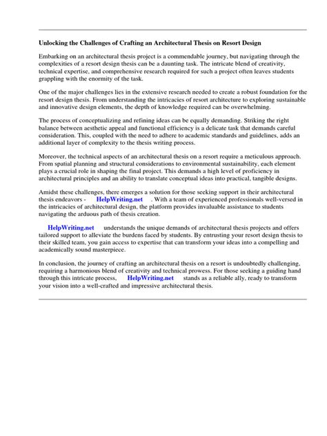 Architectural Thesis Project On Resort Pdf