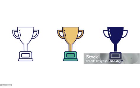 흰색 배경에 격리된 업적 선과 글리프 아이콘 트로피 벡터 그림 Championship에 대한 스톡 벡터 아트 및 기타 이미지 Championship 경쟁 금 금속