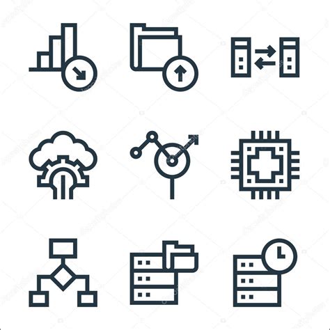 Iconos De Línea De Big Data Conjunto Lineal Conjunto De Líneas