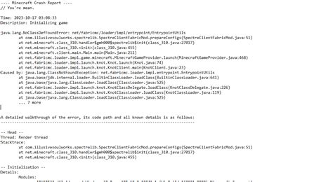 Modpack Crash Reeding Error From Spectreclientfabricmod Rfabricmc