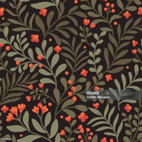 花柄シームレスパターン繊細な植物の壁紙葉と花を持つ繰り返し可能な背景 四季のベクターアート素材や画像を多数ご用意 四季 背景