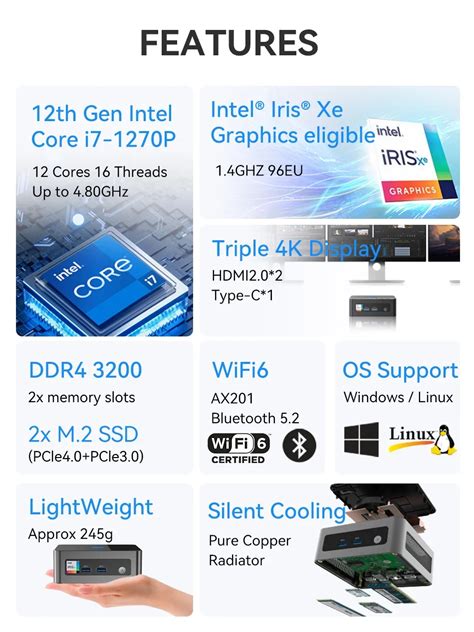 XCY Mini PC Intel Core 12th I5 I7 Versatile And Powerful