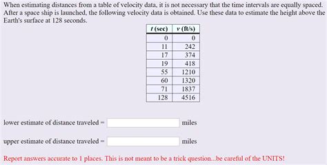 Solved 11 When Estimating Distances From A Table Of Velocity
