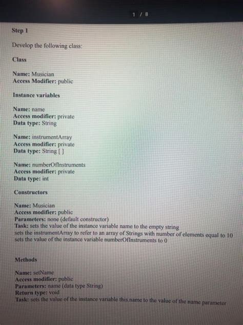 solved 1 8 step 1 develop the following class class name