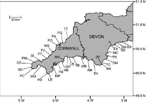 Mytilus Spp Distribution Of Sample Sites In Southwest England Download Scientific Diagram