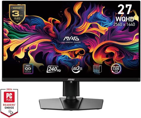 MSI 27 240 Hz QD OLED QHD Gaming Monitor 2560 X 1440 2K MAG 271QPX
