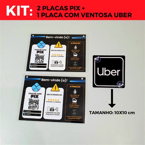 Kit 2 Plaquinhas Informativas Pix Para Motorista De Aplicativo Uber
