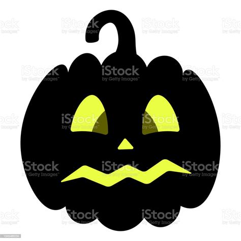 Ilustración De Calabaza Silueta Expresión Facial Asustada Ilustración