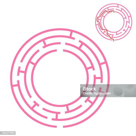 추상 라운드 미로 아이들을위한 게임 아이들을위한 퍼즐 입구 1개 출구 1개 미로 수수께끼 흰색 배경에 격리된 플랫 벡터 그림입니다 대답과 함께 0명에 대한 스톡 벡터 아트