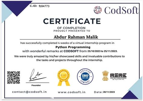 Abdurrahman Malik On Linkedin Cip Pythonprogramming Codsoft