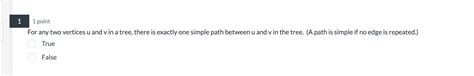 Solved Point For Any Two Vertices U And V In A Tree There Chegg