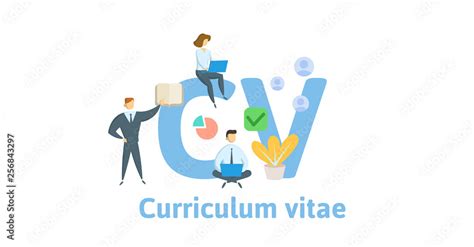 CV Curriculum Vitae Concept With Keywords Letters And Icons Colored Flat Vector Illustration
