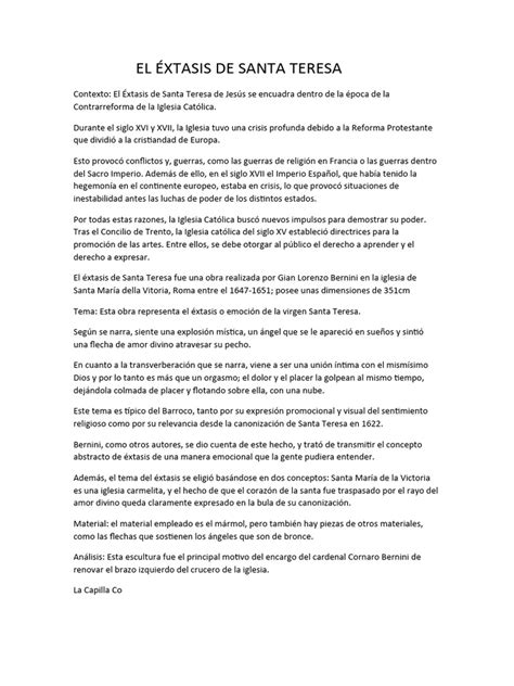 El Éxtasis De Santa Teresa Pdf