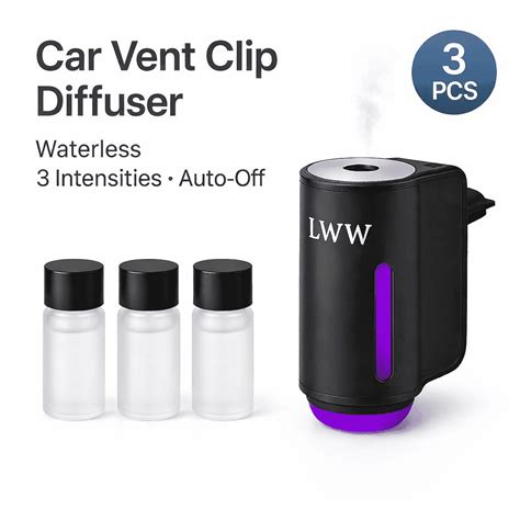 Lww Smart Car Air Freshener Rechargeable Vent Clip Aroma Diffuser With