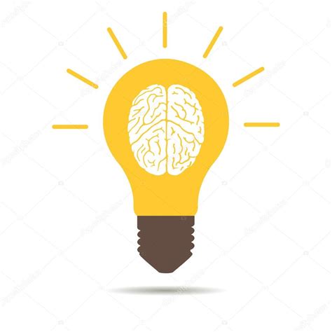 Light Bulb Brain Icon On A White Background Stock Illustration By