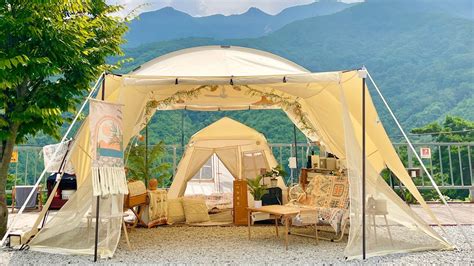 속이 뻥 뚫리는 마운틴 뷰에서 호화로운 캠핑⛺️ 원터치 텐트 M타프 용추솔밭관광농원 수영장 캠핑장 블루에티