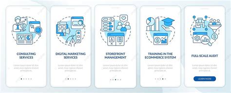 Blue Mobile App Screen For Onboarding Online Shop Management Services Vector Carousel Editable