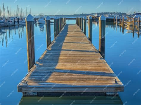 Floating Dock In Serene Marina Premium Ai Generated Image