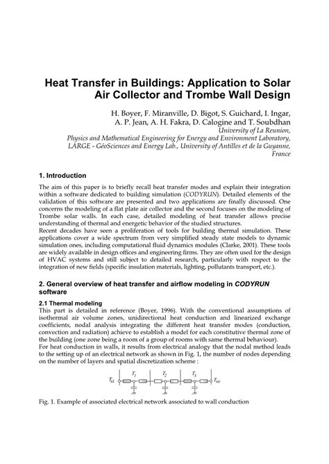 Heat Transfer In Buildings Application To Solar Air Collector And Trombe Wall Design Docslib
