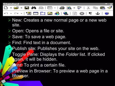 Standard And Formatting Toolbar PPTX Web Design And HTML Internet