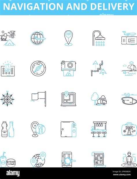 Navigation And Delivery Vector Line Icons Set Navigation Delivery