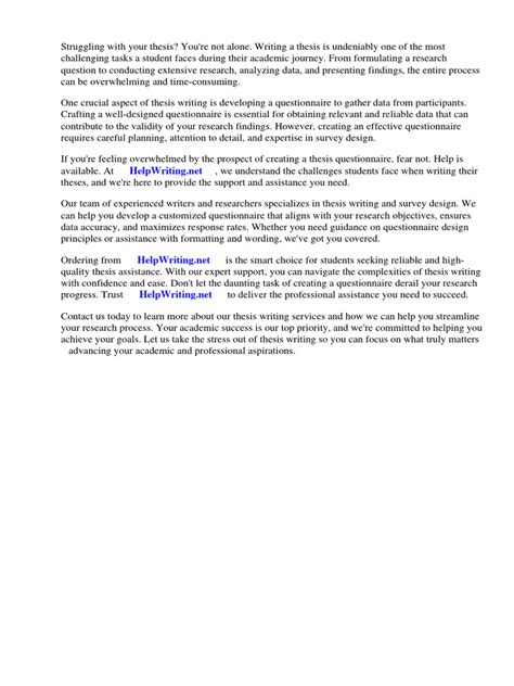 Thesis Questionnaire Sample Format Pdf