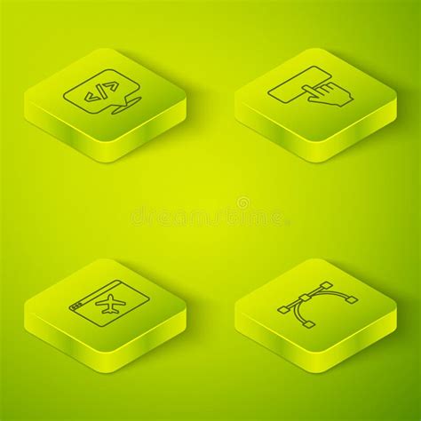 set isometric line keyboard website template bezier curve and front