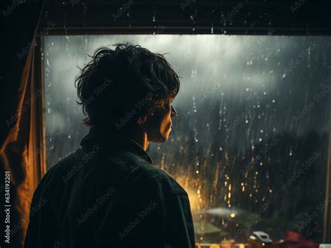 A Person Standing By A Window Looking Out At A Stormy Sky Anxiety