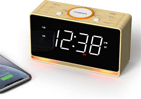 iTOMA Radiowecker 1 4 Zoll Uhr mit weißer LED Anzeige Bluetooth UKW