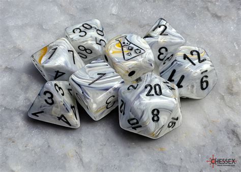 Marble Calcite And Blue Lab 8 2024 Chessex Dice Set 71 Bonus Die