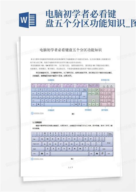 电脑初学者必看键盘五个分区功能知识图文word模板下载编号lroppgmj熊猫办公