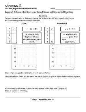 Fillable Online Linear Vs Exponential FunctionsComparison Examples