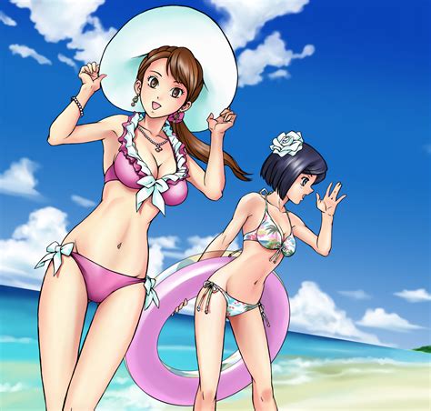 Rule 34 Alluring Beach Bikini Black Hair Brown Hair Cloud Day Fuuka