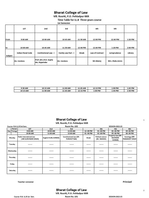 Time Table 2022 Pdf Public Law Government