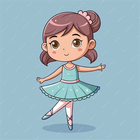 Cute Ballet Girl Dancing Gracefully Cartoon Vector Art Premium Ai