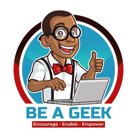 Logotipo De Animação Geek Do Hacker Programador De Computador Negro