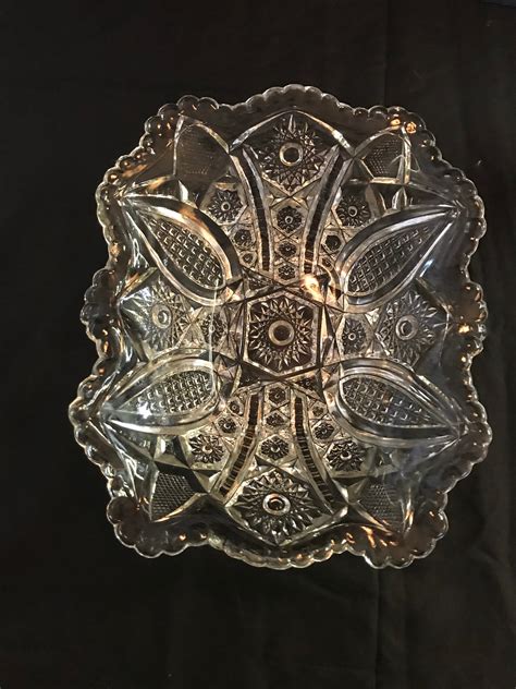 Vintage Eapg Indiana Glass Paneled Daisy And Finecut Clear Rectangular Fruit Bowl Etsy