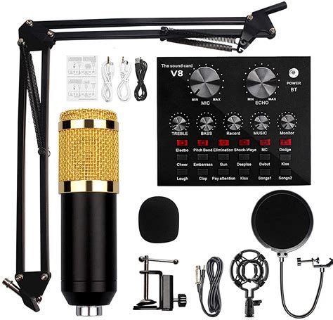 Buy Condenser Microphone Bundle With Live Sound Card BM Mic Professional Studio Set Live
