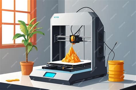 Premium Photo 3d Printer Creating A Prototype Vector Illustration In Flat Style