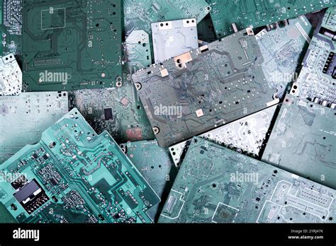Motherboard CPU Electrons Circuit Board With Electrons Electronic Circuit Board Close Up