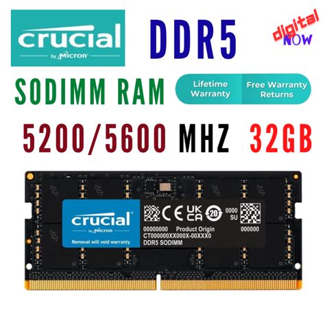 Crucial Ddr5 Sodimm Ram For Laptop 8gb16gb32gb 4800mhz 5200mhz