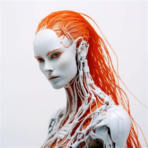 White Robot Girl Print Cyborg Girl Cybernetic Poster Futuristic
