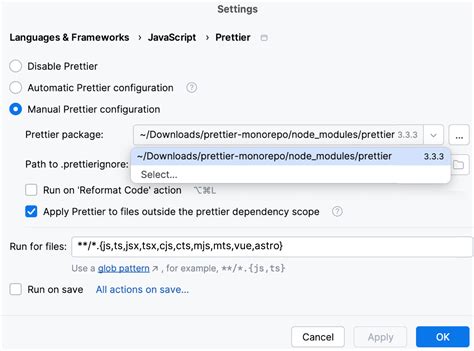 Prettier Webstorm 文档