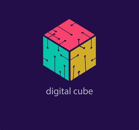 Premium Vector Creative Digital Line Cube Logo Unique Design Color Transitions Custom Tech