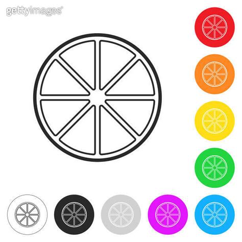 Lemon Slice Flat Icons On Buttons In Different Colors 이미지 1339009539 게티이미지뱅크