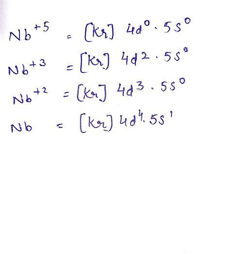 [solved] Write The Valence Electron Configurations For Each Of The Following Niobium Ions And
