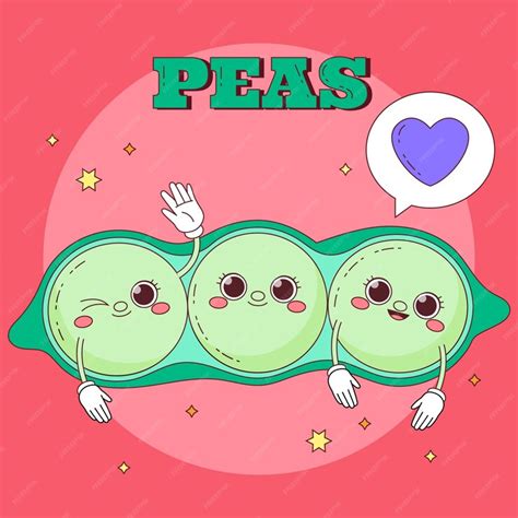 손으로 그린 완두콩 만화 그림 무료 벡터