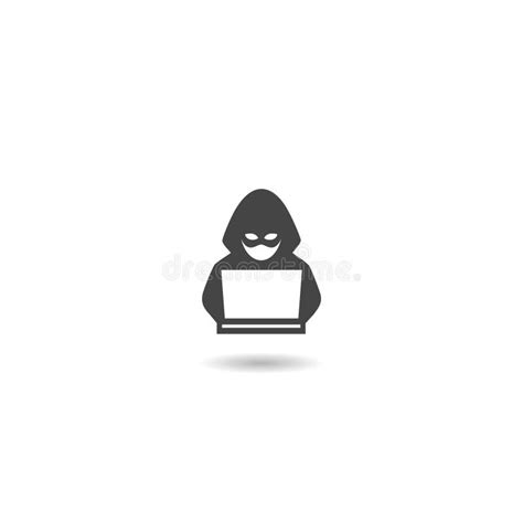 Simple Hacker Icon With Shadow Stock Vector Illustration Of Face Drawing 330178055